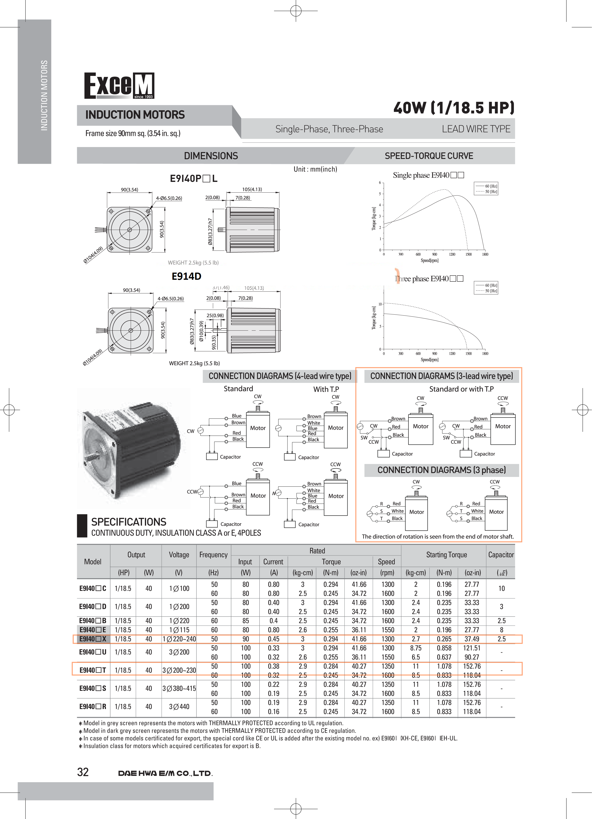 ExceM - 40w. - CW/CCW - Spur redüktör - ExceM - REDÜKTÖRLÜ AC MOTOR ...