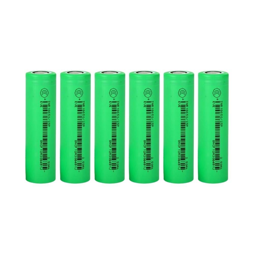 EVE INR18650-25P - 3.7V 2500 mAh Li-ion Şarjlı Pil - 30A 6 Lı Paket - EVE - 18650 Lithium-Ion